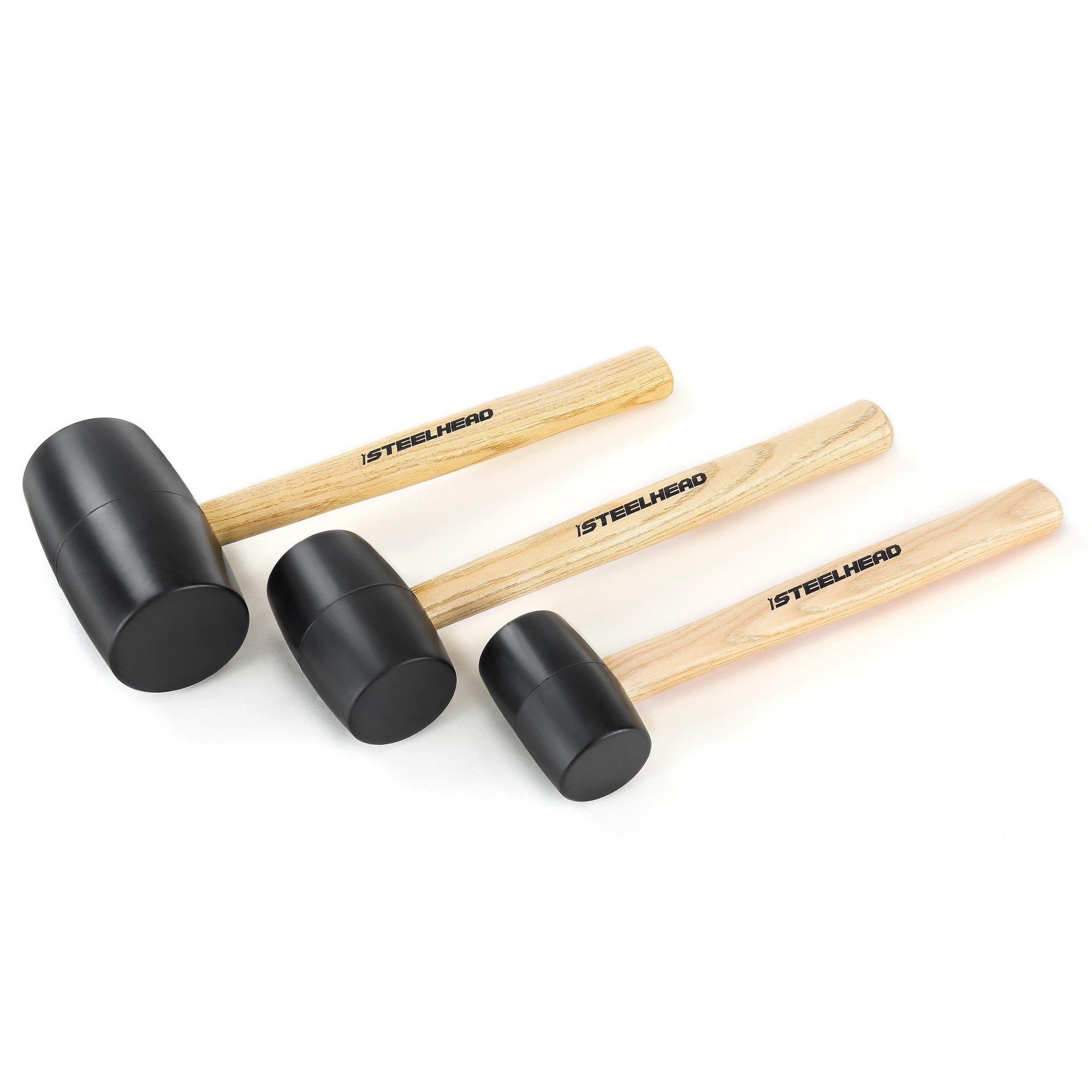 Wood Handle Rubber Mallet Set (3 Piece) – MOTORHEAD & STEELHEAD Tools
